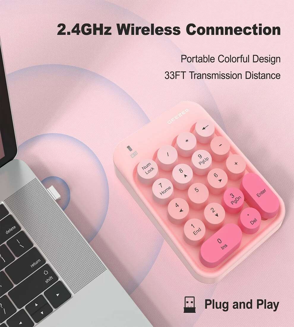 Portable 2.4G Plug and Play Wireless Keypad 18 Keys Retro Round Keycads ...