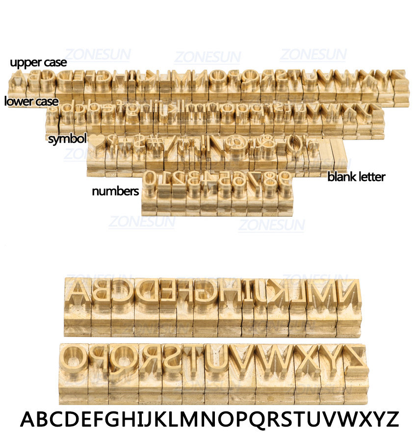 ZONESUN Apart Brass Stamp Alphabet Mold English Letters Numbers Symbols ...
