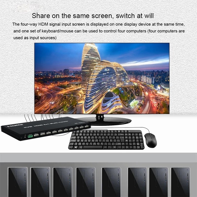 4K 8x1 HDMI KVM Multi-viewer Seamless Switch 16 Display Modes Multi ...
