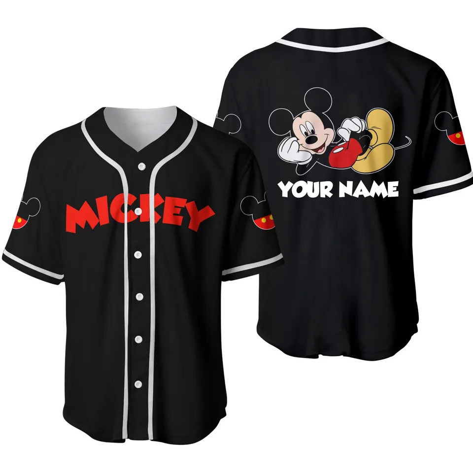 Chilling Mickey Mouse Black, Disney Cartoon Outfits, Custom Baseball ...