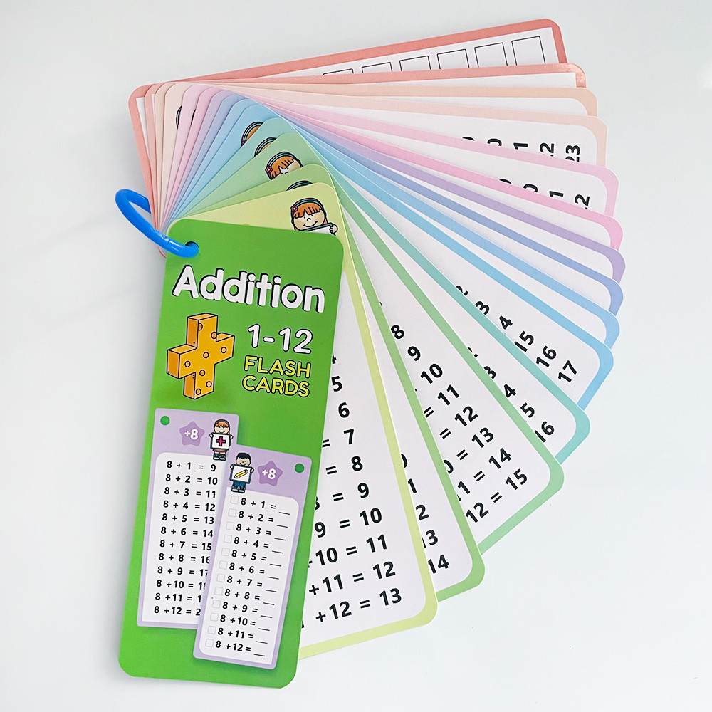 Double Sided 1-12 Addition Math Flashcards for Kids Children Dry Erase ...