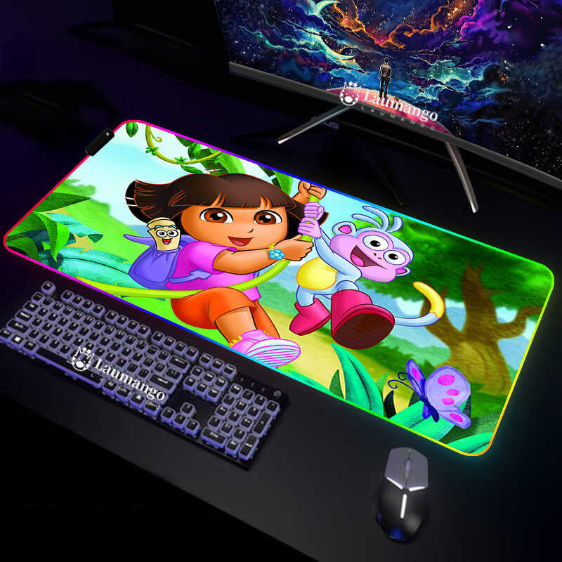 Large Desk Mat Dora The Explorer Setup Gaming Accessories Back Light PC ...