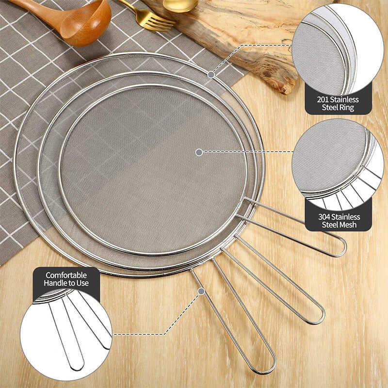 New Cooking Frying Stainless Steel Anti Splatter Guard Oil Net Grease ...