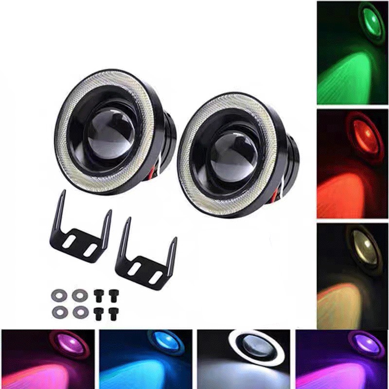 2pcs 12V Universal 3.0 Angel Eyes Fog Lamp 2.5 COB LED DRL Lamp 3.5 ...