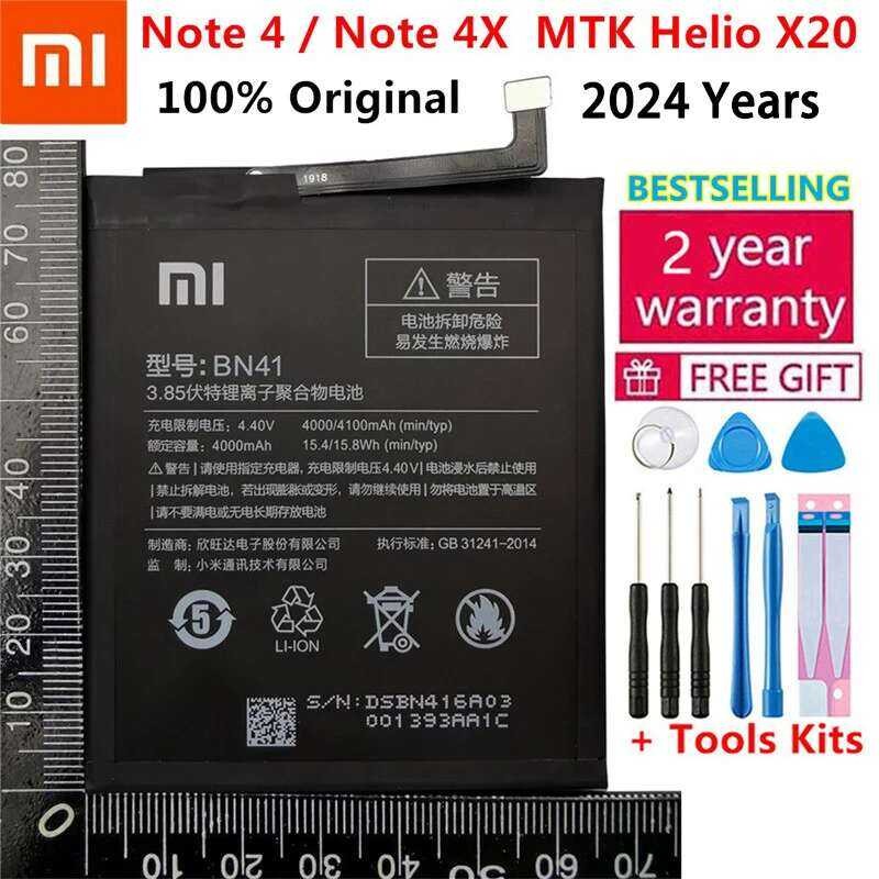 Tt 2024 Ong 100% Xiao Mi Bn41 Battery Para Sa Xiaomi Redmi 4 Hongmi Note 4X 4200Mah Orihinal Na ...