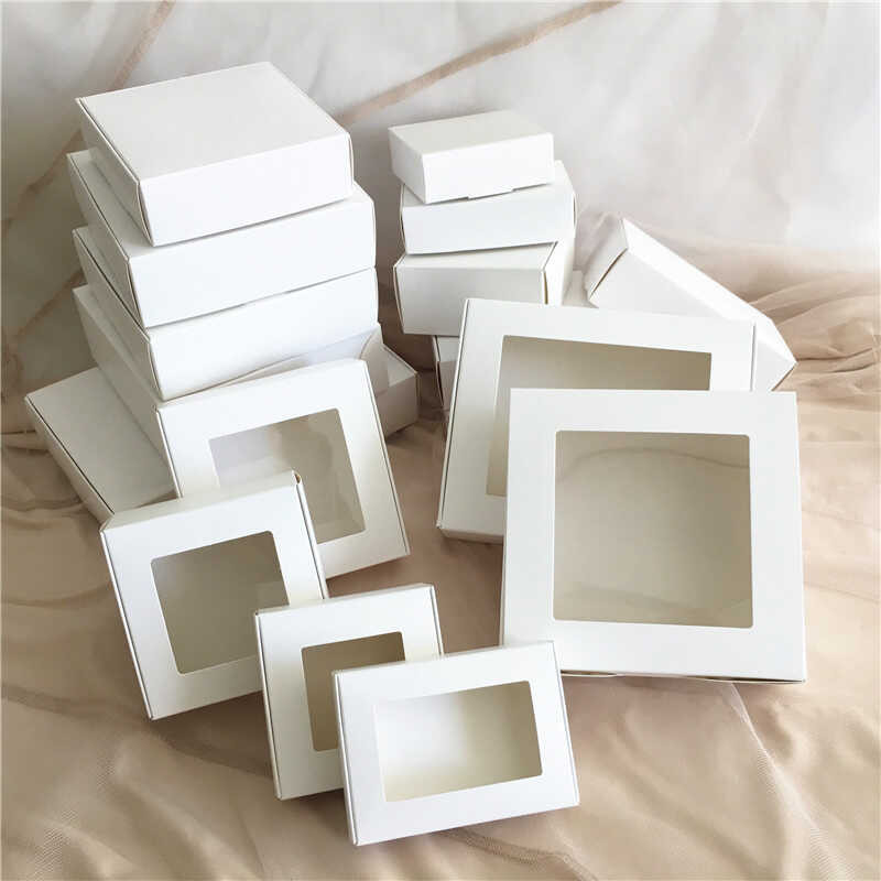 40pcs DIY puting kahon na may window paper Kraft Box cake Packaging ...
