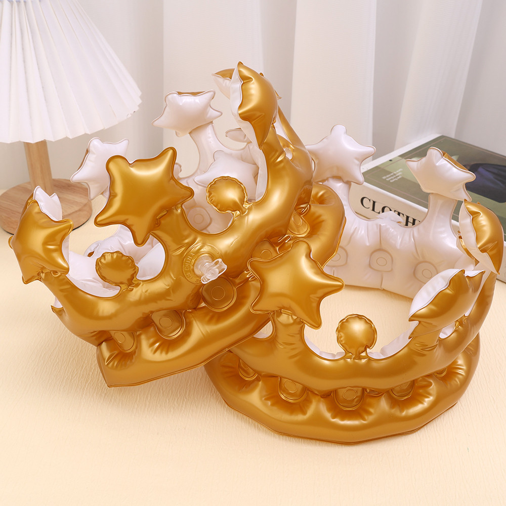 Inflatable Crown - Gold, PVC, Reusable, Balloon - King Queen Birthday ...