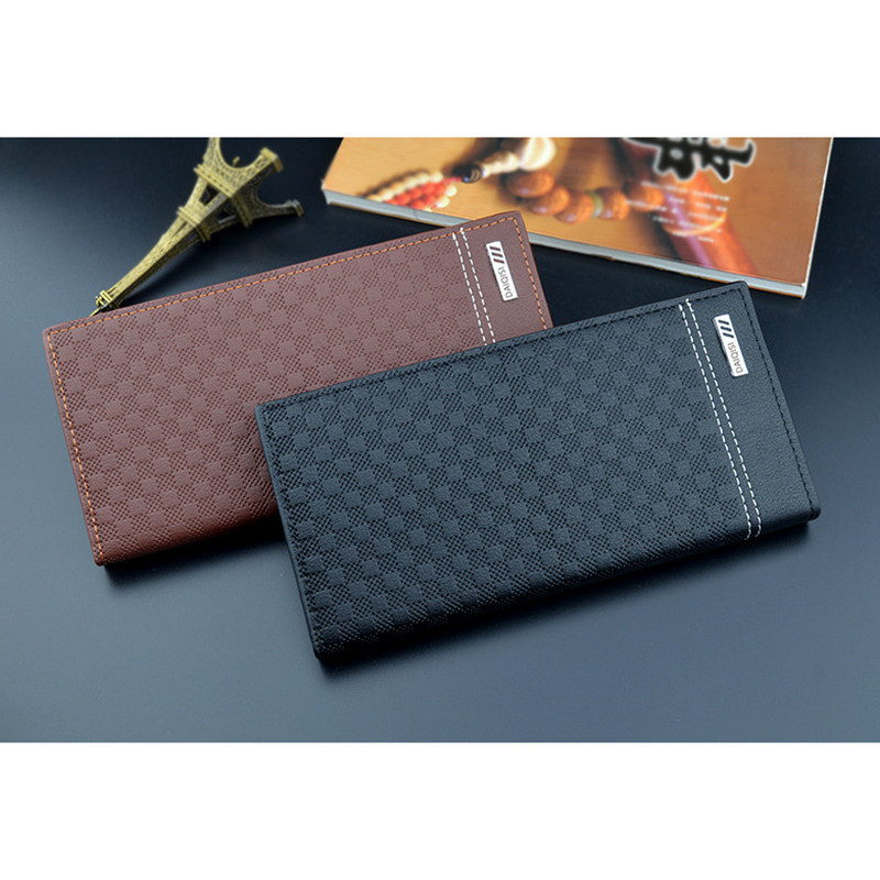 New Style Men Long Wallet Fashion Plaid Thin Wallet Men with Zipper ...