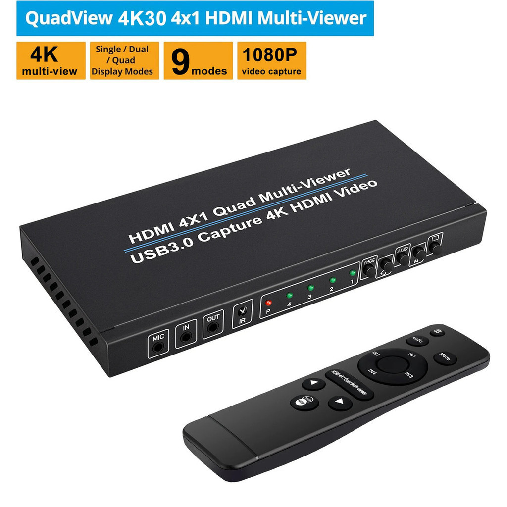 4K 4x1 HDMI Multi Viewer Quad View – 4 Inputs and 1 Output 9 Display ...