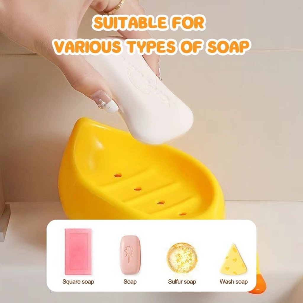 Cute Duck Shape Soap Box Cartoon Drainable Soap Holder Creative Water ...