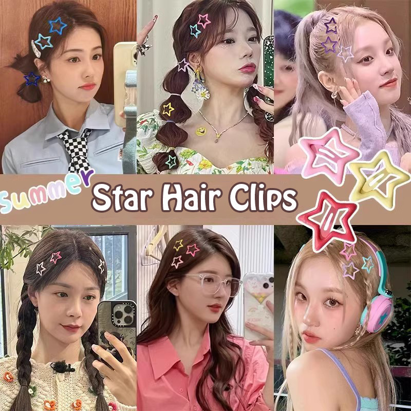 30Pcs Y2K Star Hair Clip Colorful Korean Bangs BB Clip Girl Cute Hair ...