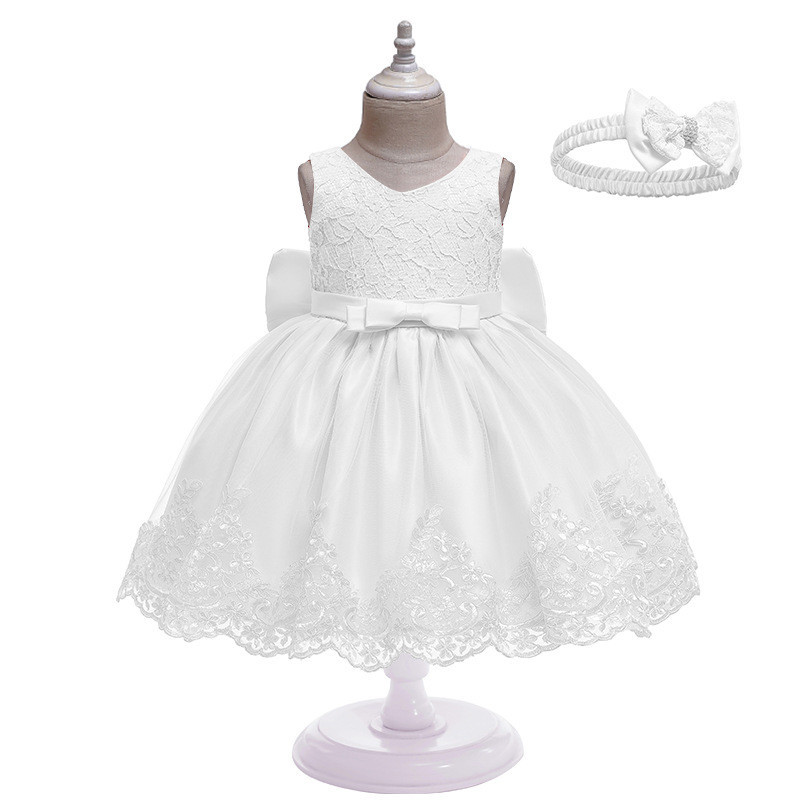 Infant Baptismal Baby Lace Dress Big Bow White Baptism Dresses for Girls 1 Birthday Wedding Baby ...