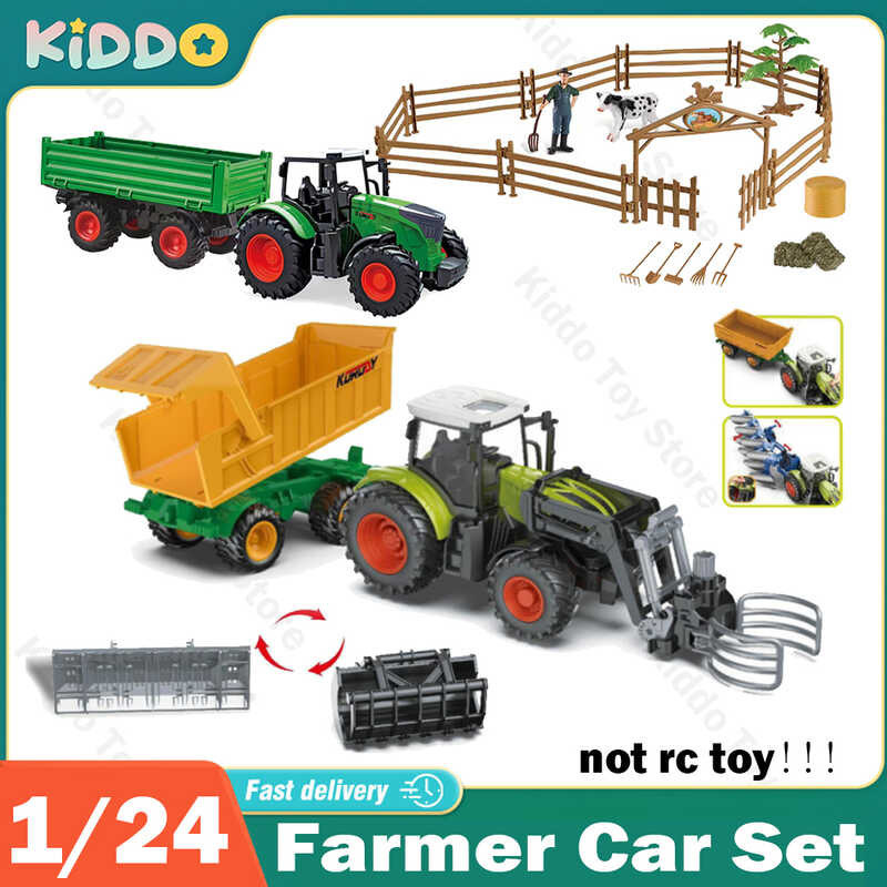 Farmer Harvester Car 1/24 Engineering Car Tractor Toy Model Sliding ...