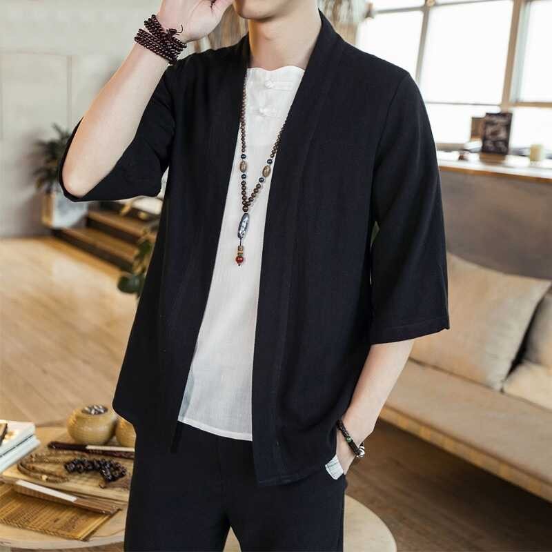 LY Kimono Cardigan Men Japanese Obi Male Yukata Men's Haori Japanese Samurai Clothing ...