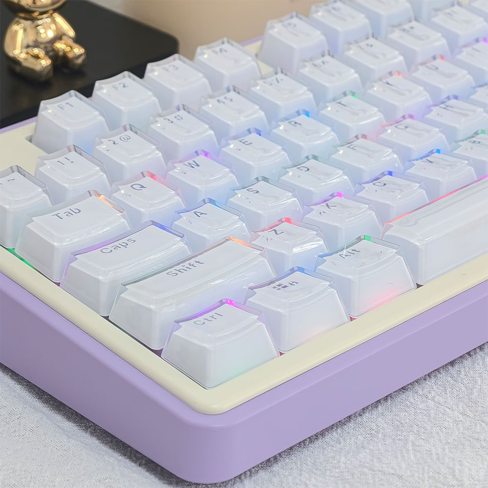 White Jello Keycap OEM Profile 104 Keys PC Double Shot Light ...