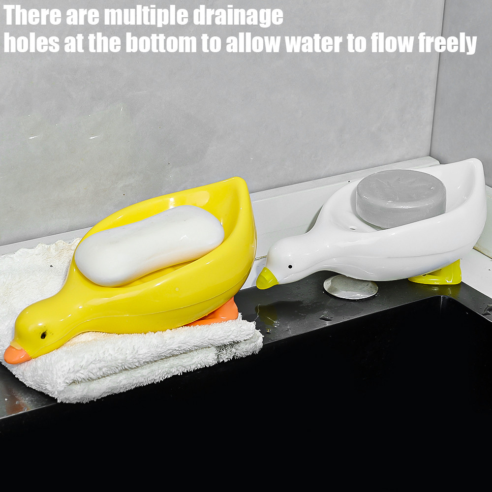 Goose Soap Box Cartoon Drainable Soap Holder Water-free Storage Box ...