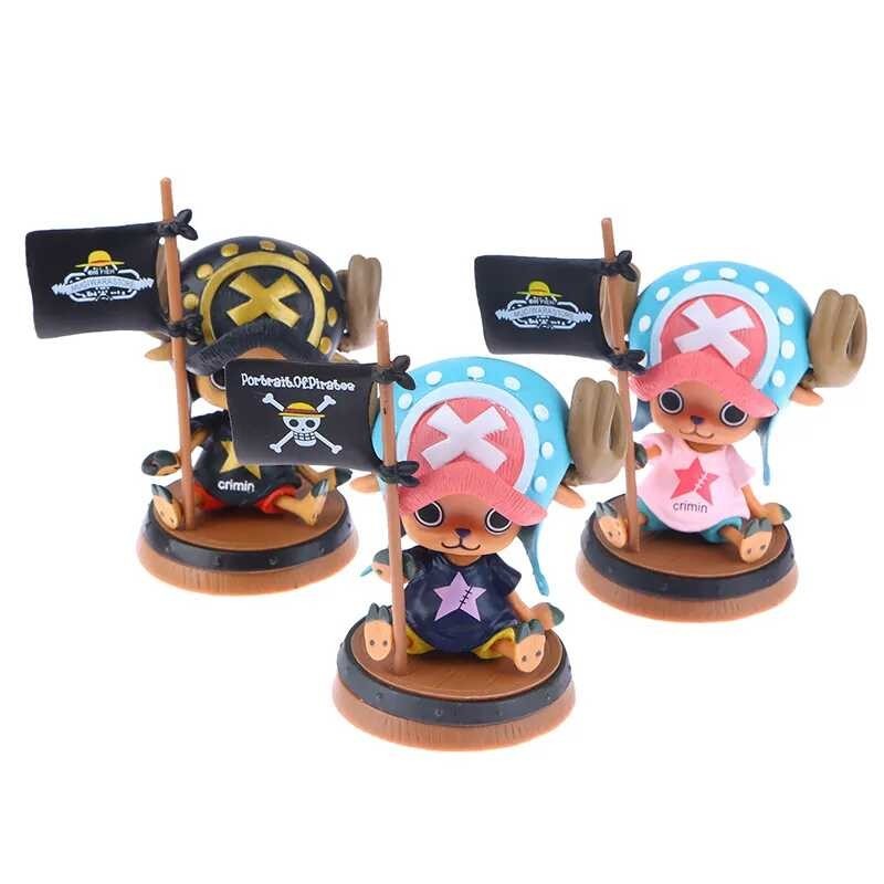11Cm Tony Chopper Hold The Flag Sitting Posture Resin Statue Action ...