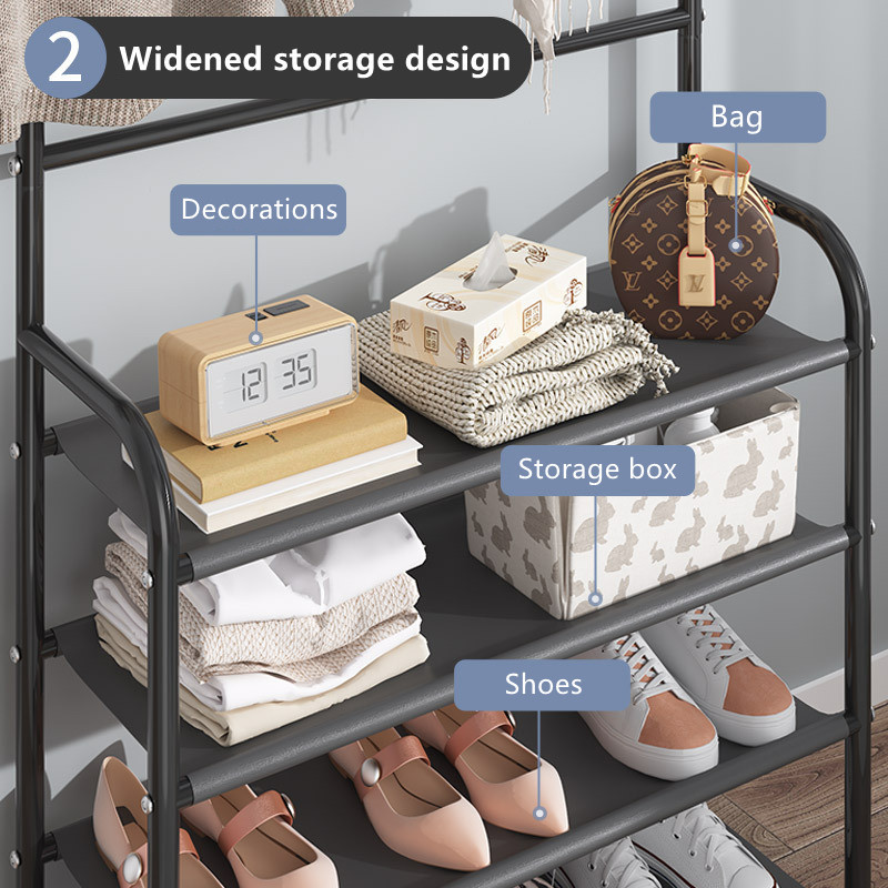 DHD Multifunctional Shoe Rack Organizer Simple Floor Coat Rack Shoe Hat ...