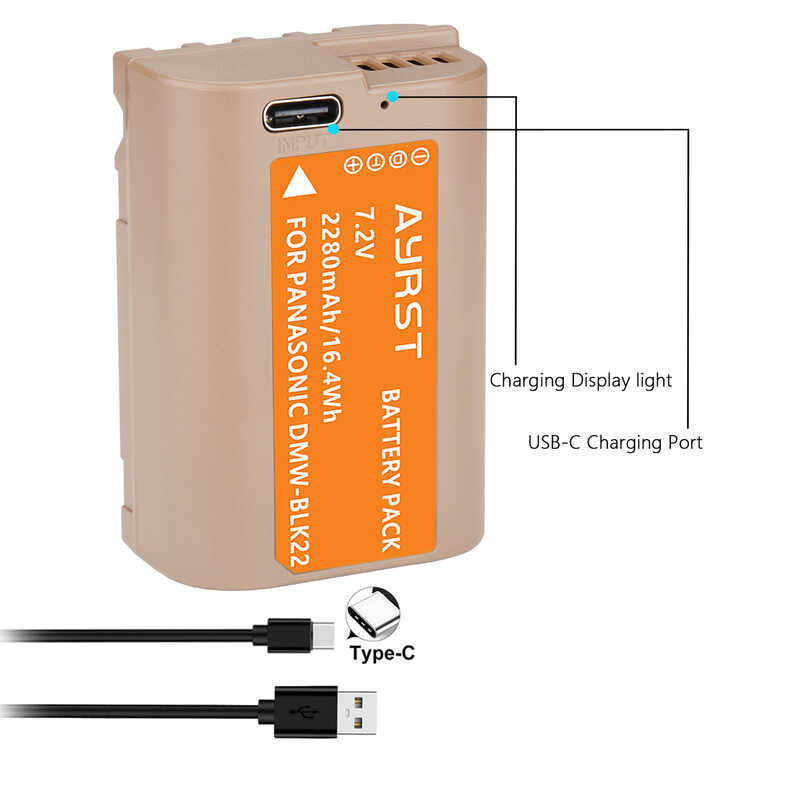 DMW-BLK22 DMW BLK22 Lithium-Ion Battery Sa USB-C Charging Port para sa ...