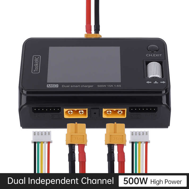 ToolkitRC M6D 500W 15A DC Dual Channel MINI Smart Charger Discharger ...