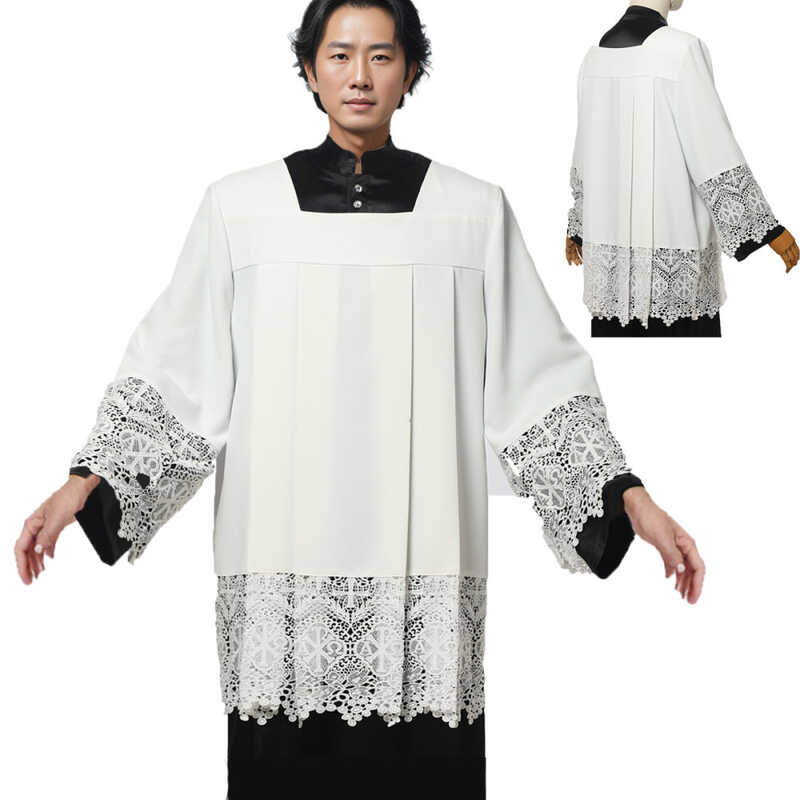 LY Catholic Priest Surplice Pleated Pulpit Liturgical Cotta Vestmet ...