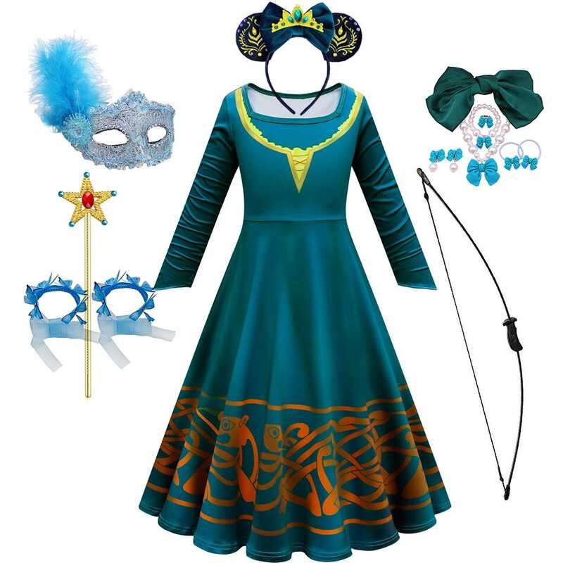 LY Merida Dress Girl Brave Cartoon Movie Cosplay Costume 3D Print ...