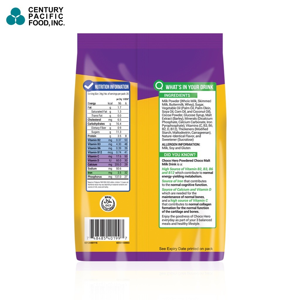 ⊡ ♞CHOCO HERO Powdered Choco Malt Milk Drink 600g x2 | Shopee Philippines