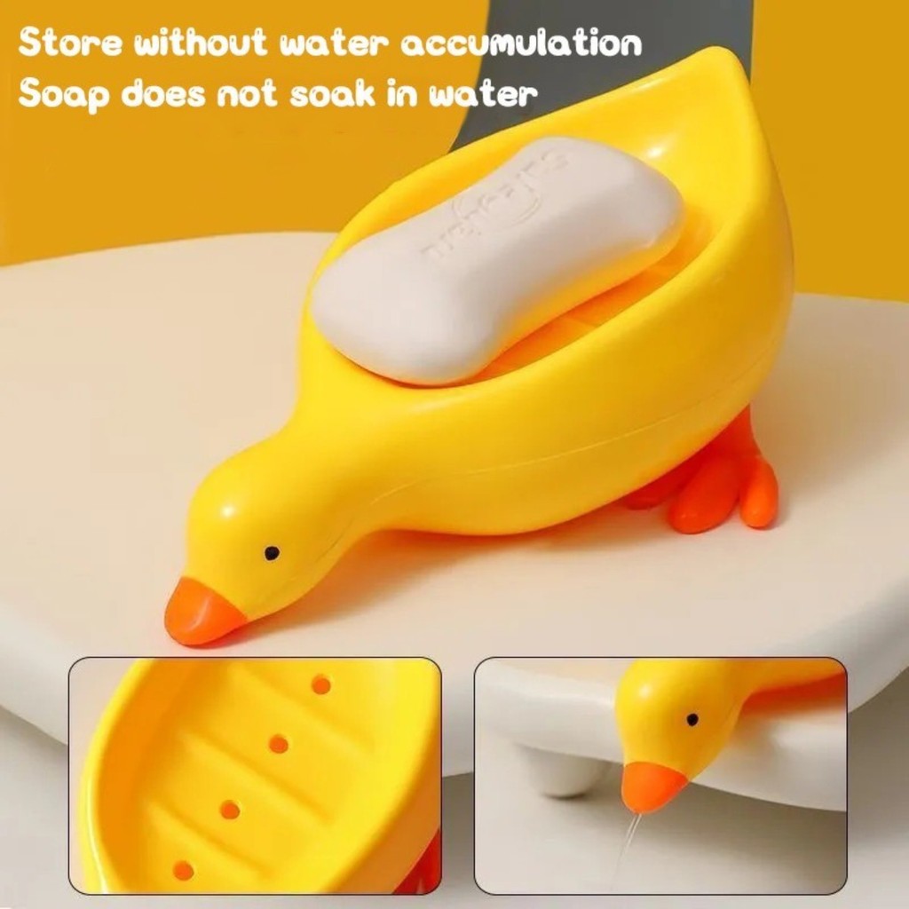 Cute Duck Shape Soap Box Cartoon Drainable Soap Holder Creative Water ...