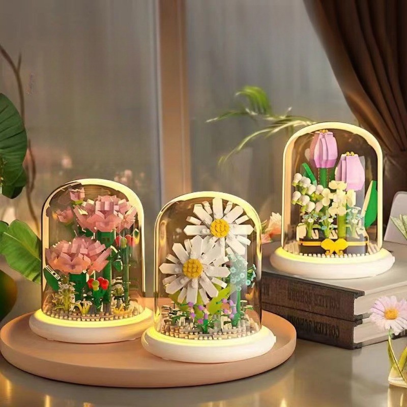 Glowing Flower 3D Block Assembly Tulip Table Bouquet Male and Female ...
