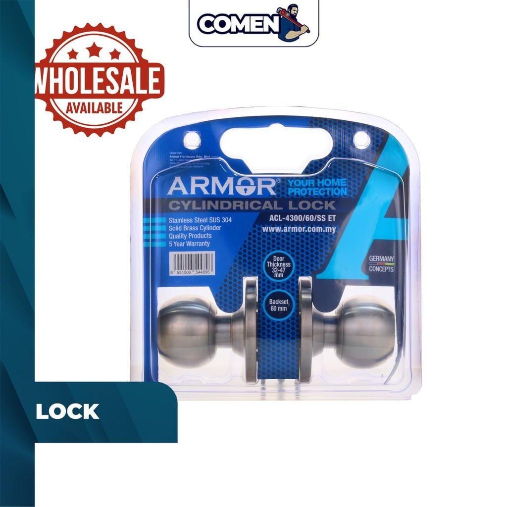 ARMOR Cylinder Lock ACL-4300 (Silver) Stainless Steel SUS304 Round Ball ...