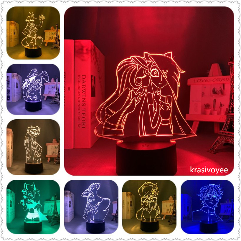 Anime Figure Led Lamp Hazbin Hotel Night Light Multicolors Desk Lamp ...