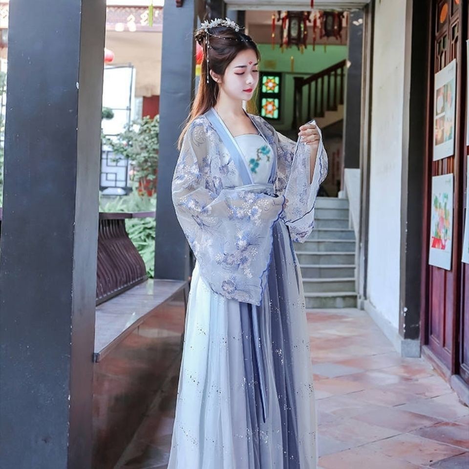 New Hanfu Suit Female Flower God Fu Cang Haifu Waist-Length Embroidered ...
