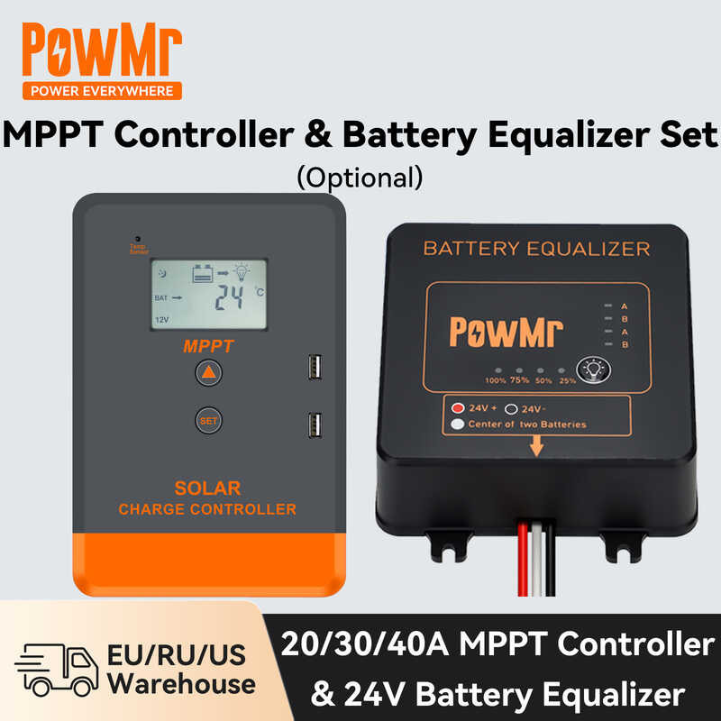 40A Powmr 30A 20A MPPT Charge Controller 12V Solar Regulator Na May 24V Battery Equalizer 4 ...