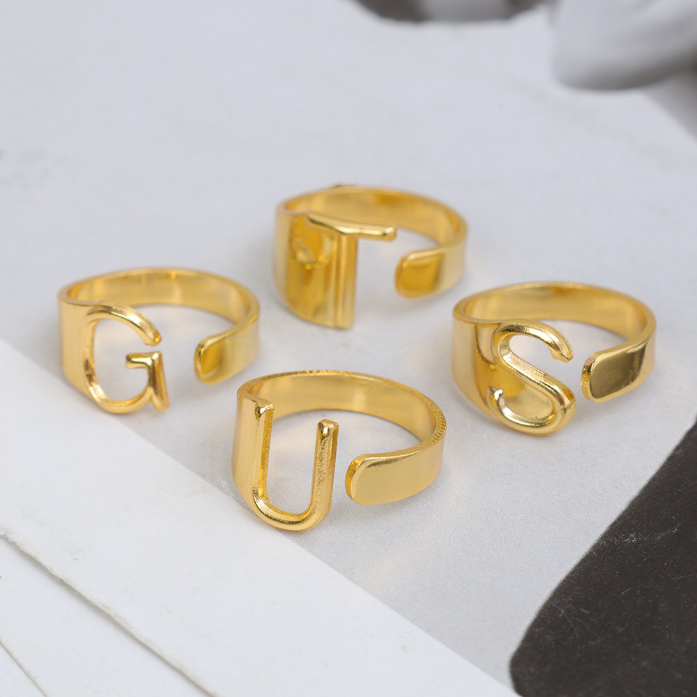 GUTS European and American Letters Open Ring-Fashionable Unique Letter ...
