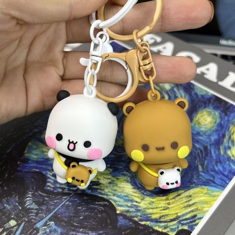 Bubu Dudu Keychains Cute Panda Bear Couple Keyring Best Friend Key ...