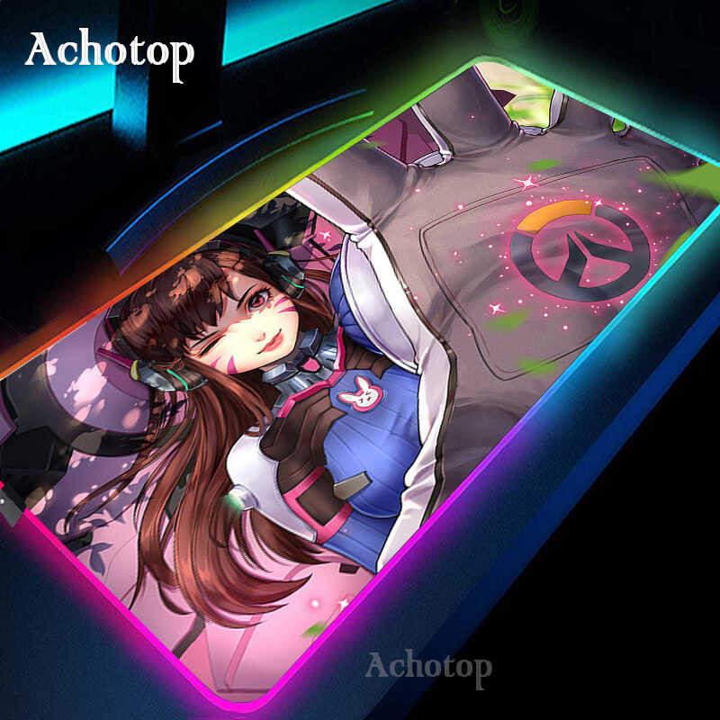 Overwatch RGB LED Illumination Mouse Pad Mat Gamer D.VA Mercy Gaming ...