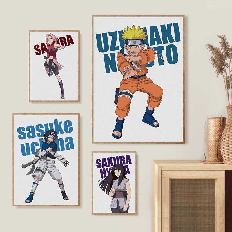 Retro Anime Naruto Posters Uzumaki Naruto Canvas Painting Haruno Sakura ...