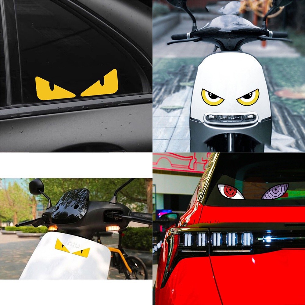 3D Motorcycle Stereo Reflective Devil's Eyes Sticker Creative Rearview ...