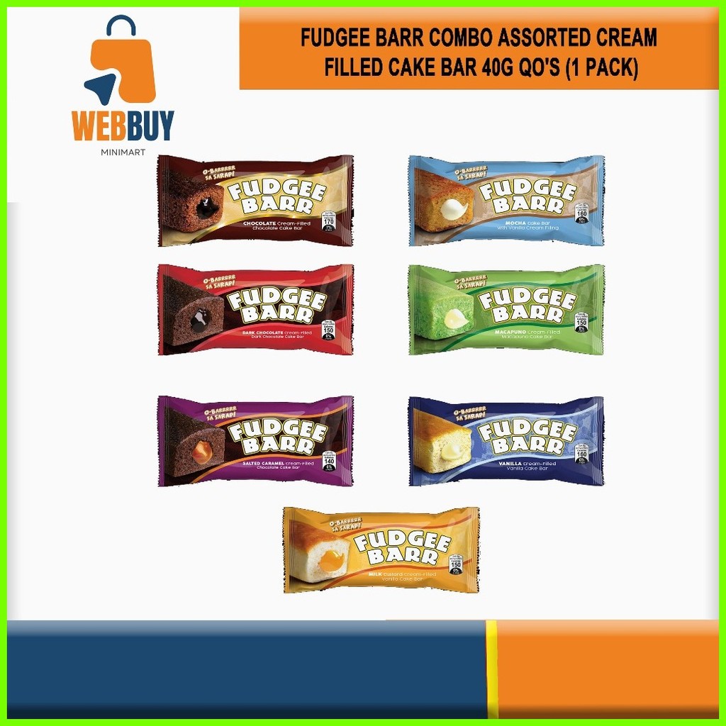 WEBBUY FUDGEE BARR COMBO ASSORTED CREAM FILLED CAKE BAR 40G QO'S (1 ...