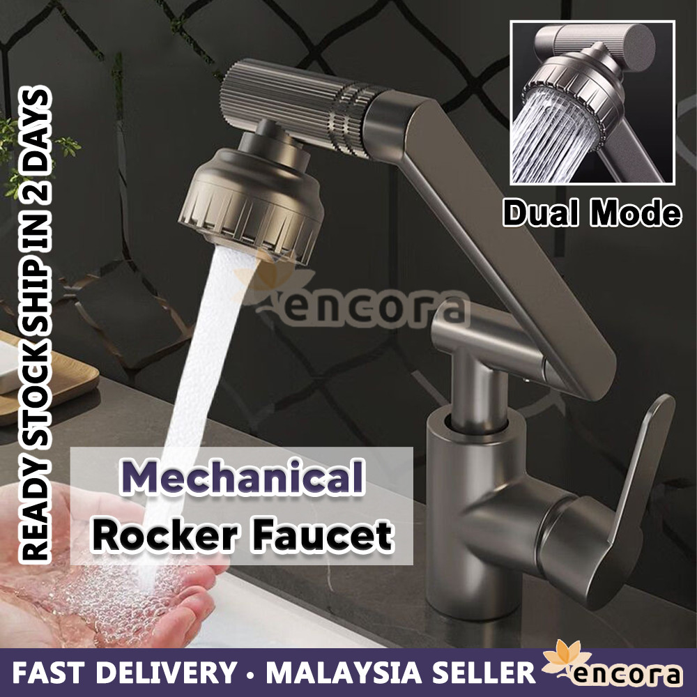 Encora Dual Mode Mechanical Rocker Arm Faucet Keran Sinki Ketuk Besen ...