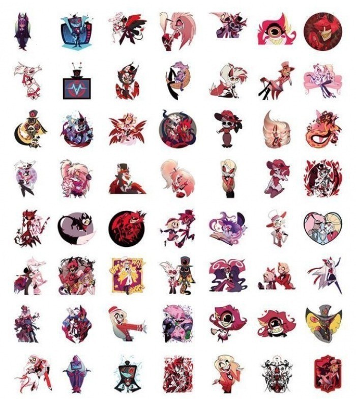 Ship In 24h Cartoon Hazbin Hotel Stickers 102pcs No Repeat Instagram