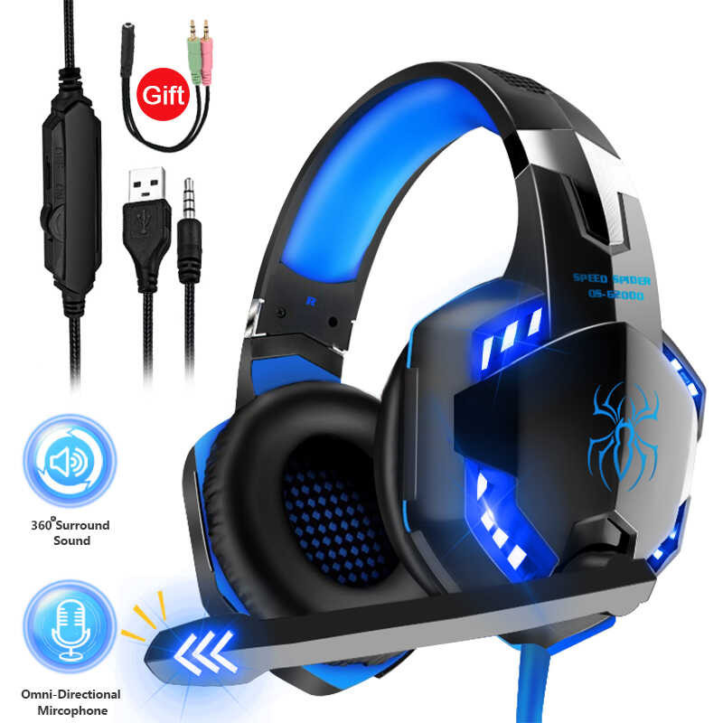 2023 Desktop Professional Gamer Heads LED Light Stereo Gaming Headset ...