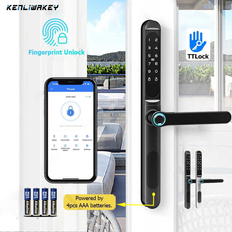 Fingerprint Door Locks Waterproof Ttlock Bluetooth APP Digital Password ...