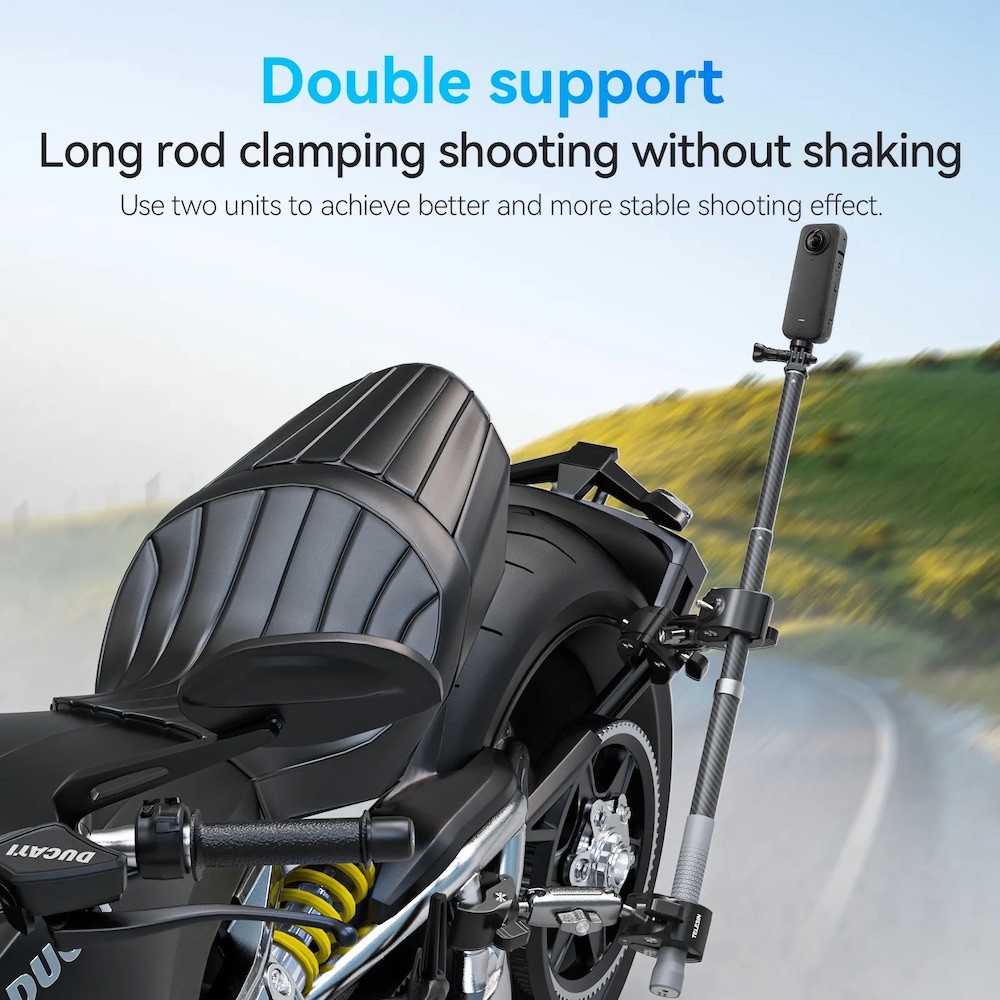 TELESIN Dual Head Dual Crab Clamp Motorcycle Single Leg Bicycle Tube ...
