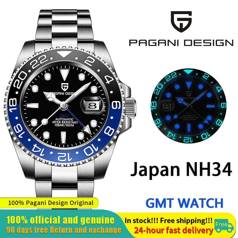 COD 100% original Pagani Design V3 Men's 40MM Men GMT Japan Seiko NH34 Mens 100M Water proof ...