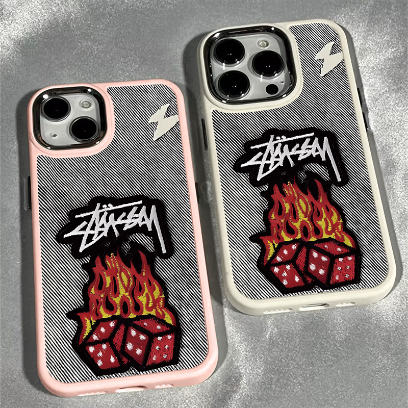 New Flame Stussy Label Pattern Phone Case Compatible for IPhone 16 15 ...