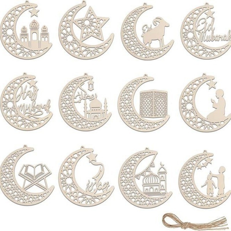 2025 Hari Raya Wooden Pendant Retro DIY Hanging Hollow Craft Ornament ...