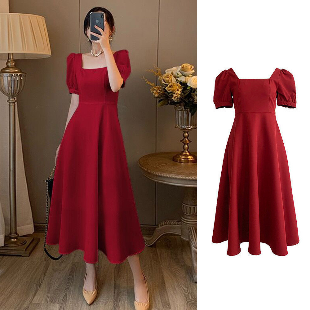 {Ship From Manila+COD} Dress for Woman White Elegant Square Neck Short ...