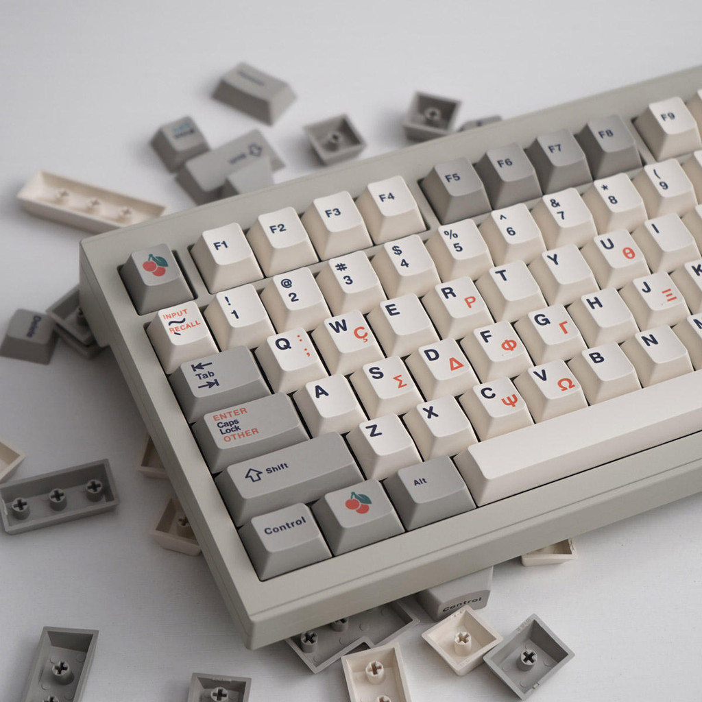 Retro 9009 Greek Gray And White Mechanical Keyboard Keycap 136 Keys PBT ...