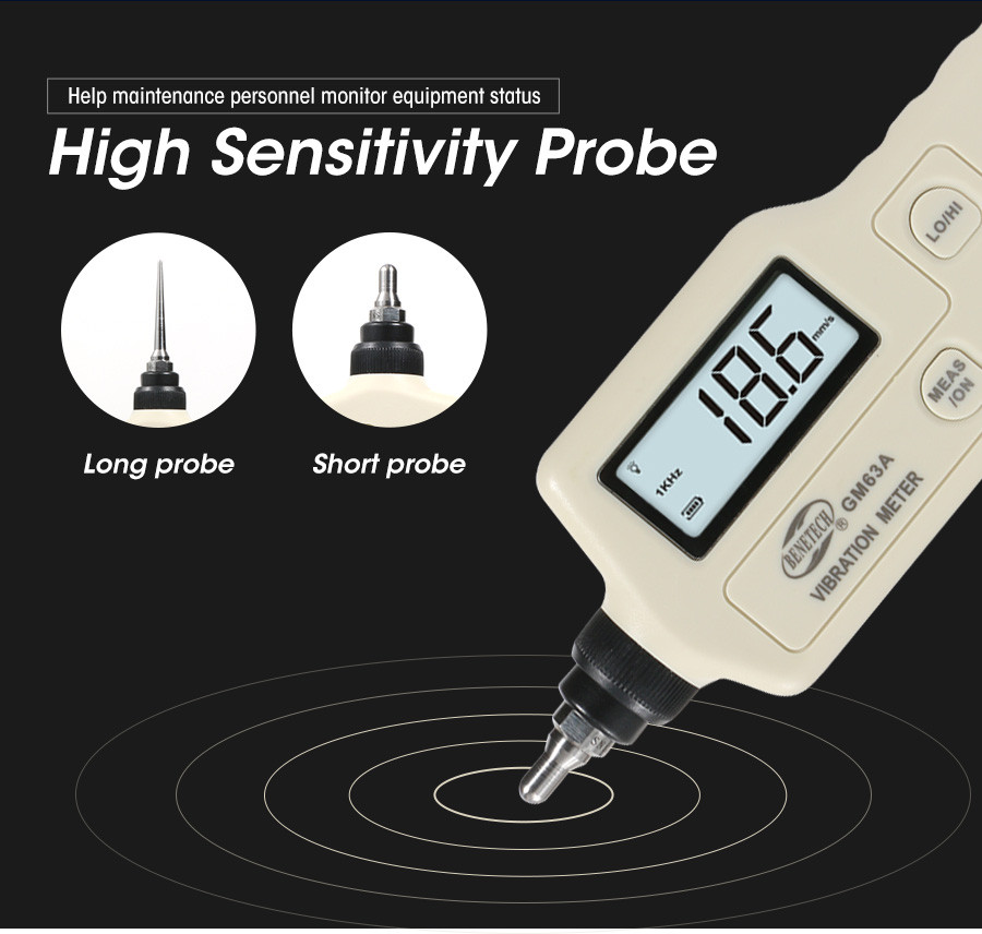 BENETECH Vibration Analyzer Digital Vibration Meter Device Probe ...